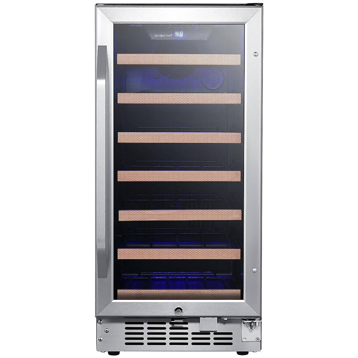 EdgeStar CWR302SZ 15 Inch Wide 25 Bottle Built-In Single Zone Wine Cooler with Reversible Lockable Door and LED Lighting - Stainless Steel