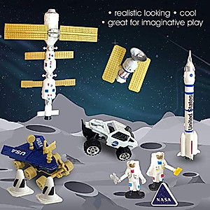 ArtCreativity 10 Pc Space Explorer Toy Kit, Pretend Play Set with Astronaut Figurines, Robotic Exploration Truck, Diecast Metal Vehicle, NASA Sign and More, Best Gift for Exploring Boys and Girls