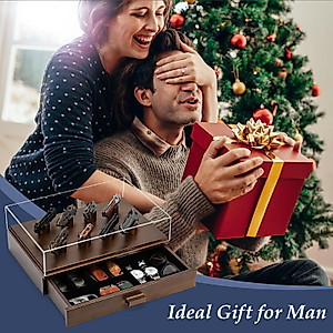 Pocket Knife Display Case, Premium Wooden Knife Collection Box with Drawer, Showcase Display Holder for 8 Pocket Folding Knives