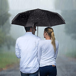 TradMall 4 Pack Travel Umbrella Windproof Portable 46 Inches Large Canopy Ergonomic Handle Auto Open & Close, Black