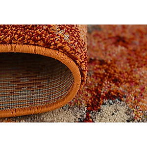 Unique Loom Estrella Collection Modern, Abstract, Light Colors, Distressed Area Rug, 5 ft x 8 ft, Orange/Beige