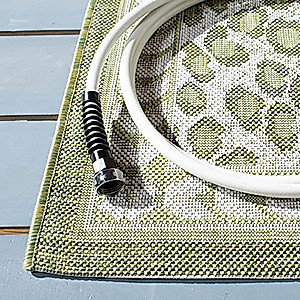 SAFAVIEH Courtyard Collection Runner Rug - 2'3" x 12', Light Green & Ivory, Leopard Print Design, Non-Shedding & Easy Care, Indoor/Outdoor & Washable-Ideal for Patio, Backyard, Mudroom (CY6100-52712)