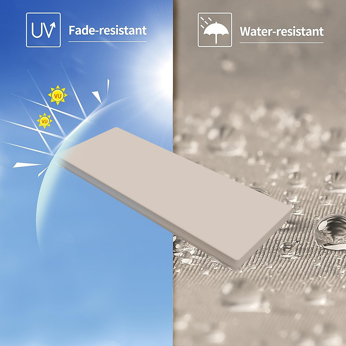 AAAAAcessories Outdoor/Indoor Bench Cushion for Patio Furniture Bench/Swing/Settee, 48 x 18 x 3 Inch, Beige