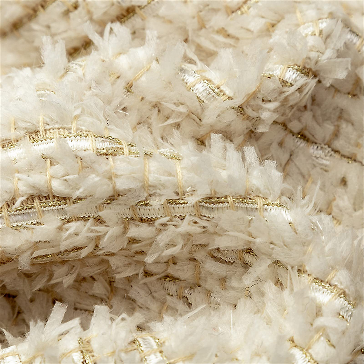 GAMUKAI FW Soft Woolen Sewing Fabric Woven Tweed Fabric by The Yard Premium Blended Fabric Metallic DIY Hand Sewing Fabric for Dress Skirt Coat Suit Bag (21745-1)