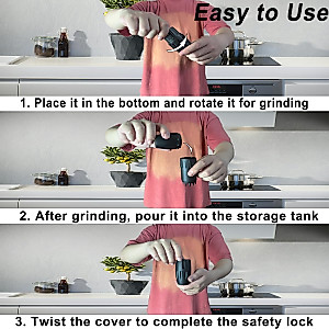 OWLSTEM Grinder, 2-in-1 Grinding & Storage Design-Suitable for Home, Outdoor & Kitchen Use (Black)