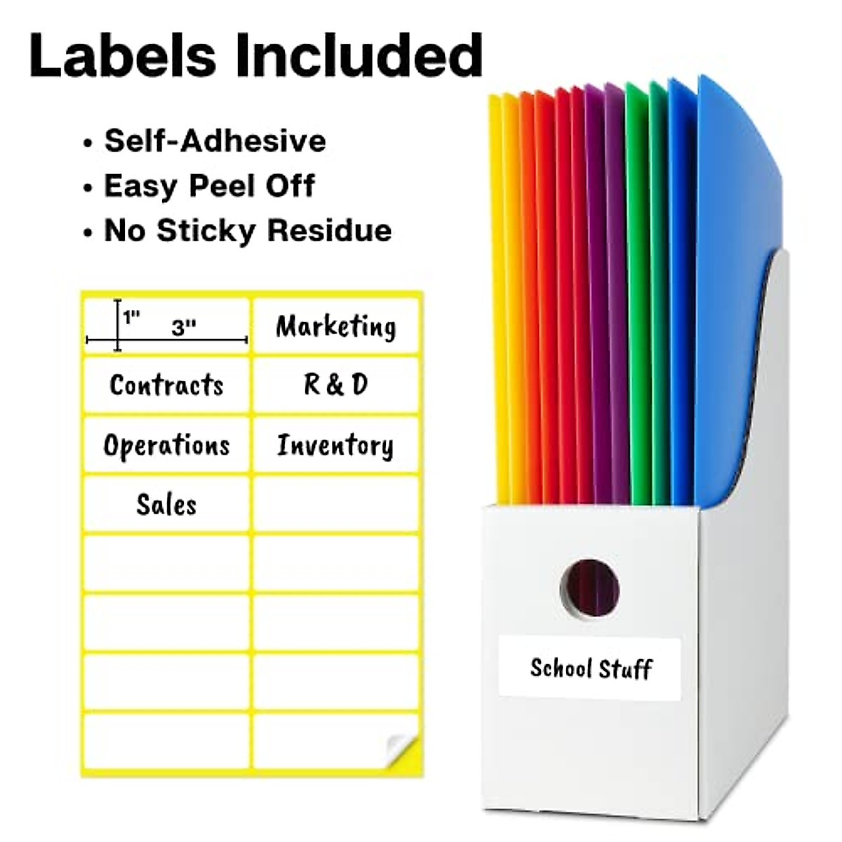 Dunwell White Magazine File Holder (6 Pack) - Sturdy Cardboard Magazine Holder, Vertical File Folder Holder, Magazine Holder for Desk, Office or Classroom Book Organizer, Paper Book Bins