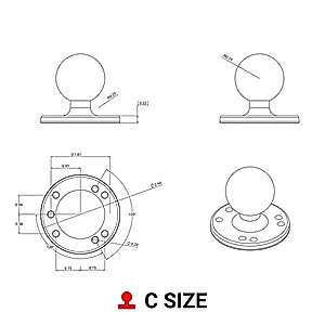 RAM Mounts Round Plate with Ball RAM-202U with C Size 1.5" Ball