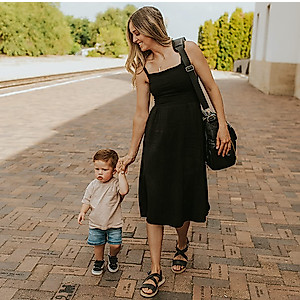 Blissly Premium Vegan Leather Convertible Diaper Bag: Insulated Bottle Pockets, Changing Pad, Stylish Interior Design