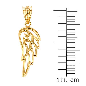 Religious Jewelry Fine 10k Yellow Gold Guardian Angel Filigree Wing Charm Pendant