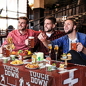 3 Pcs Football Party Tablecloths Plastic Football Field Tablecloths Rectangle Football Bowls Table Covers Football Touchdown Tablecloths for Game Day Baby Shower Birthday Party Supplies, 54 x 108 Inch