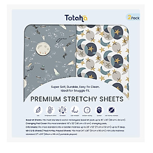 Halo Bassinest Fitted Sheets, TotAha Buttery Soft Universal Bassinet Sheets Neutral Bedside Bassinet Sheet For Girls Boys Compatible With Halo, Baby Delight, Koola, Chicco Lullago, Mika Micky Mattress