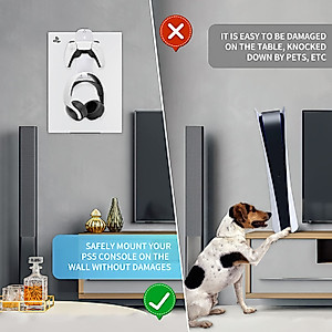 Allnice PS5 Wall Mount, Wall Bracket for PlayStation 5 (Disc and Digital Edition) Sturdy Steel PS5 Playstation 5 Wall Mount Bracket with Controller Holder & Headphone Hanger Screws Sponge (Black)