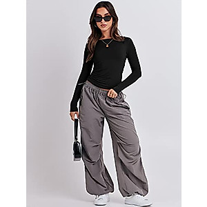 ANRABESS Women Long Sleeve Crop Top Basic Tees Tight Fitting T-Shirt Trendy 2023 Fall Shirts Undershirts Sexy Casual Going Out Cropped Tops 1029heise-S Black