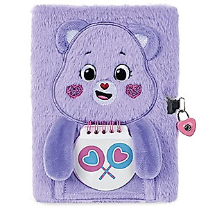 iscream Care Bears Share Bear Lined-Page Lock and Key 8.5" Plush Fur Journal with Mini Spiral Journal