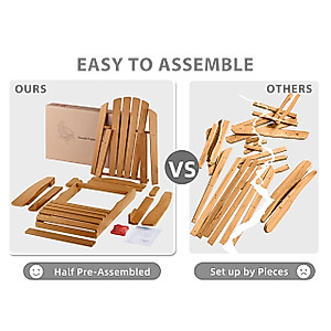 Oversize Wooden Outdoor Folding Adirondack Chair with Pre-Assembled BackRest & SeatBoard, Wood Patio Chair for Garden Backyard Porch Pool Deck Firepit