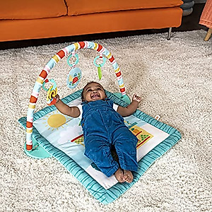 Bright Starts Tiki Bar Baby Activity Gym & Tummy Time Mat with Bar and 3 , Newborn to 3 Years