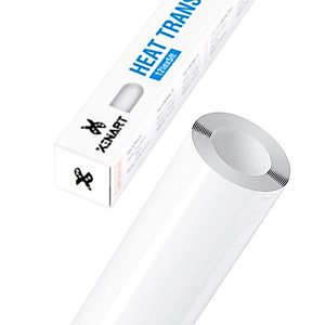 Xinart White Iron On Vinyl,12"x8ft White Htv for Christmas Pattern Shirts, White Heat Transfer Vinyl for Cricut Maker Joy Matte White Htv Vinyl Roll Everyday Easy to Weed ,X8001