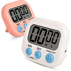Mitlker, Timer for Kids,Kitchen Timer Digital,Magnetic Back,Loud Ring,Stand for Cooking,Classroom,Bathroom,Teachers,Kids 2 Pack, White Pink