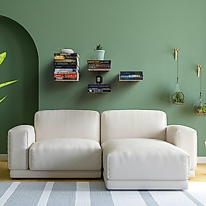 Geniori Invisible Floating Bookshelves Hidden Shelf, 40 lbs Heavy Duty, Book Organizers, Multipurpose Stainless Steel Wall Mounted Shelves Office Living room Bedroom Kitchen Bathroom Modern Home Decor