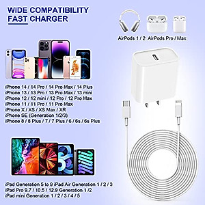 Apple Fast Charger, 10FT Extra Long iPhone Charger【Apple MFi Certified】20W Super Quick Charging USB C Wall Charger Block with 10Foot Lightning Cable Cord for 14/13/12/11/X/XR/SE/iPad