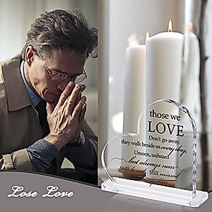 Qunrwe Sympathy Gift Memorial Bereavement Gifts,Acrylic Heart Condolence Gifts for Loss of Loved One,Loss of Father,Loss of Mother,Day of the Dead Table Decorations Remembrance Gifts