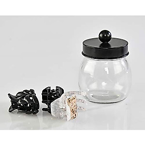 Home-X Mason Jar for Bathroom Organization, Apothecary Jars with Lids (Black) 8oz Capacity
