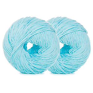 2 Balls Knitting and Crochet Yarn Soft Touch & Comfortable for Baby Cotton Yarn for Knitting DIY Scarf Sweater Little Doll Thread Yarn 17-Blue