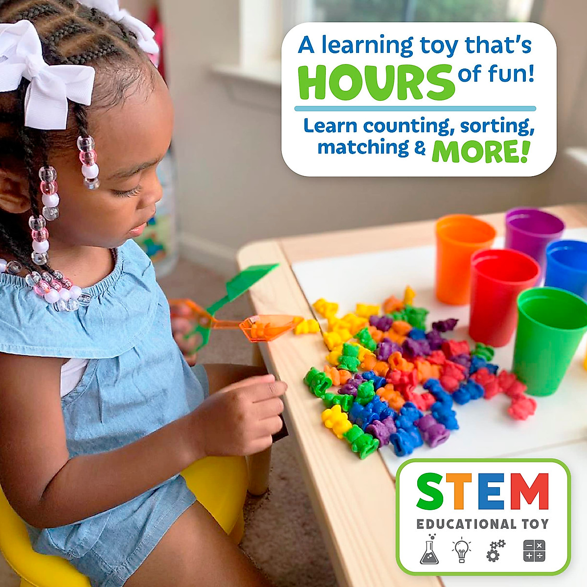 Skoolzy Preschool Activities - Lacing Beads for Kids and Rainbow Counting Bears - Montessori Toys for Toddlers Occupational Therapy Fine Motor Skills Toys Autism OT