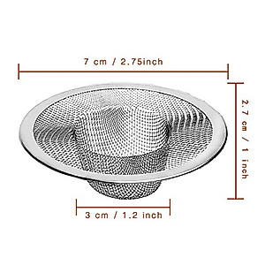 2pcs Heavy Duty Stainless Steel Slop Basket Filter Trap, 2.75" Top / 1" Mesh Metal Sink Strainer,Perfect for Kitchen Sink/Bathroom Bathtub Wash Basin Floor Drain Balcony Drain Hole,Utility…