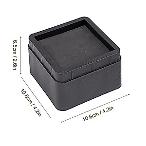 Syrisora 4PCS Durable Stackable Bed Risers Black Square 2 Furniture Legs Floor Feet Protectors