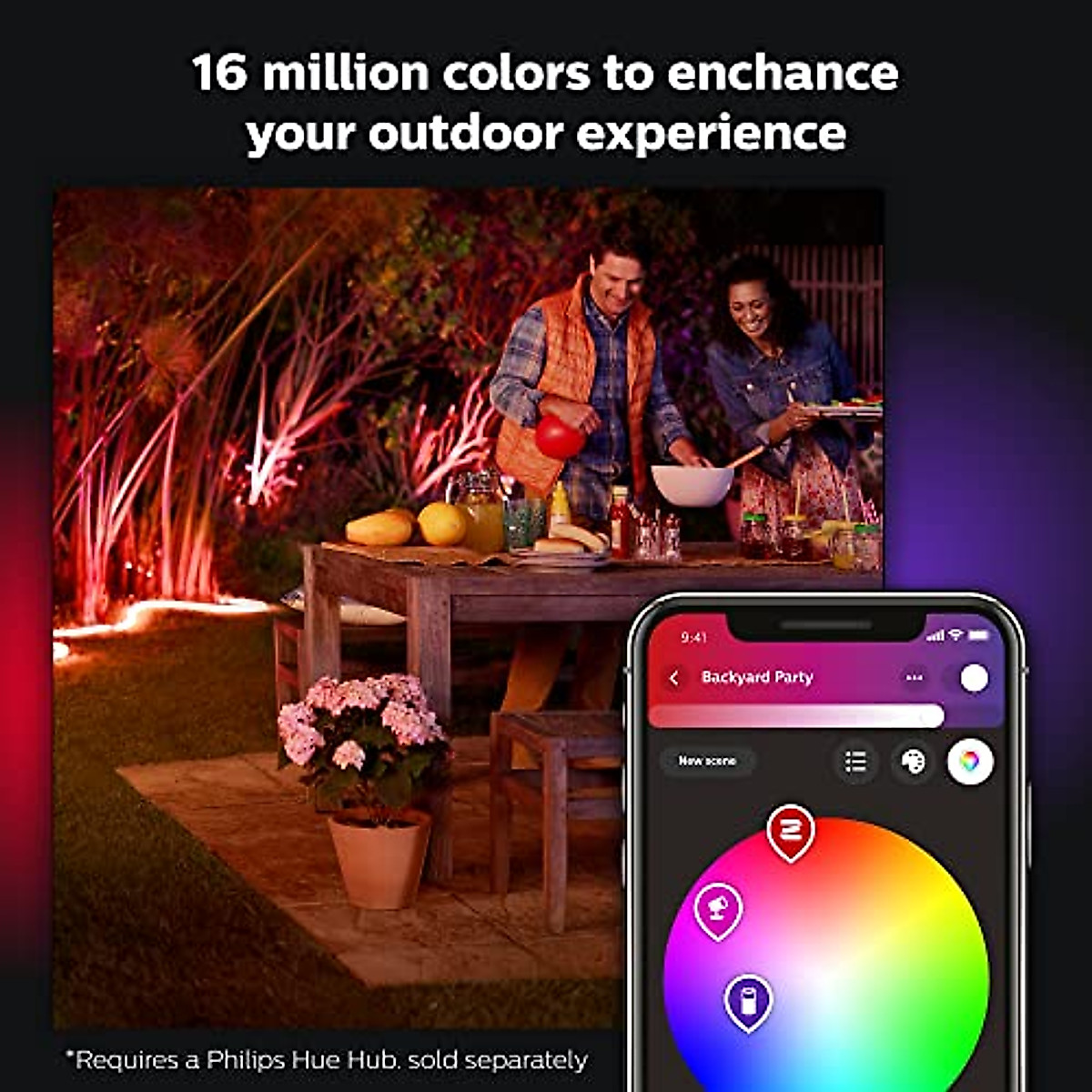 Philips Hue White & Color Ambiance Outdoor LightStrip 5m/16ft (Requires Hue Hub, Works with Amazon Alexa Apple HomeKit and Google Assistant) (530931)