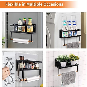 COSWE Magnetic Paper Towel Holder, Fridge Organizer, Magnetic Spice Rack for Refrigerator, Wall Mount Storage Organizer Shelf for Kitchen Bathroom