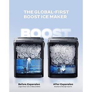 HOMEZAY Countertop Ice Maker, Compact Ice Maker with Larger 2.5L Expanding Ice Basket & 1.8L Water Tank, Smart Touch Control, 9 ICES in 6 Mins, 26 lbs per Day, Self-Cleaning, for Home/Party/Office/RV