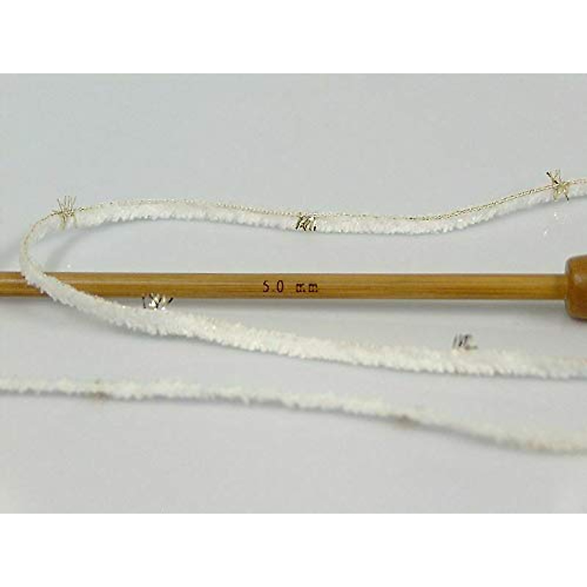 Metallic Accent Chenille Yarn - 50 Grams (1.75 Ounces) 65 Meters (71 Yards) White, Gold