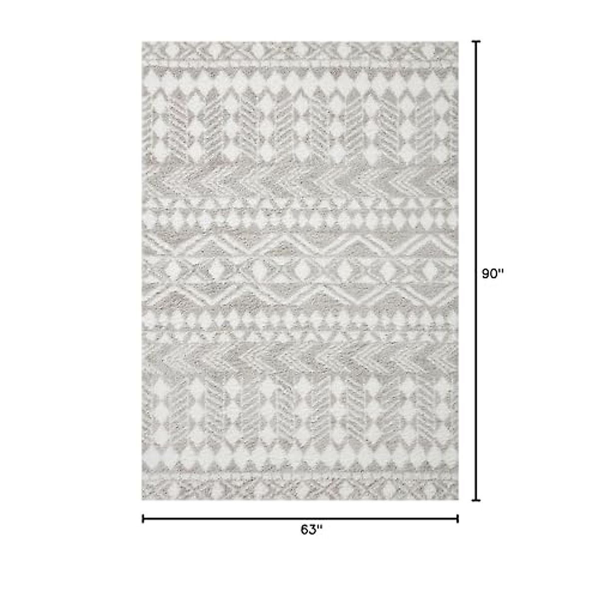 Loloi II Bliss Shag Grey/White 5'-3" x 7'-6" Area Rug
