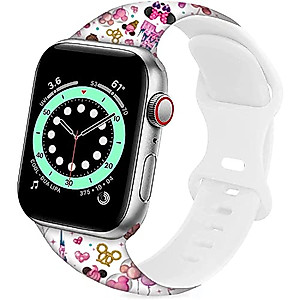 Cartoon Sport Bands Compatible with Apple Watch Band 38mm 40mm 41mm,Soft Silicone Waterproof Strap Wristbands Compatible with iWatch Bands Series SE 7 6 5 4 3 2 for Women and Teenagers