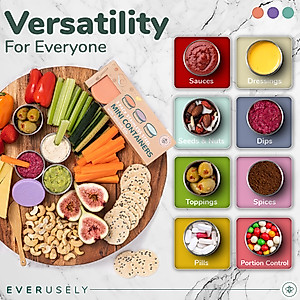 Everusely 3 x 1.7oz Leakproof Salad Dressing Container To Go, Stainless Steel Small Condiment Containers with Lids, Sauce Containers For Lunch Box, Dressing Cups with Lids, Dip Containers, Sauce Cups