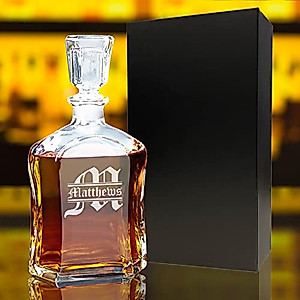 Personalized Whiskey Decanter, Custom Engraved Liquor Decanter - 23 Oz