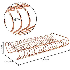 MyGift Rose Gold-Tone Metal Dinner Plate Storage Rack Organizer and Drying Rack, Holds up to 21 Dinner, Salad, and Dessert Round Plates - Made in Taiwan