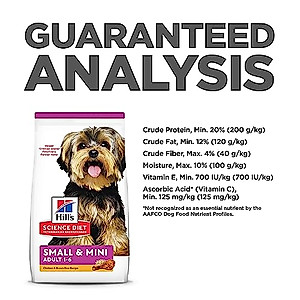 Hill's Science Diet Small & Mini, Adult 1-6, Small & Mini Breeds Premium Nutrition, Dry Dog Food, Chicken & Brown Rice, 15.5 lb Bag