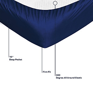 BLC Blue Twin Sheets, Brushed Microfiber Twin Size Egyptian Bedding, Extra Soft Cooling Bed Sheet, Deep Pocket up to 15-inch Mattress, Hypoallergenic Wrinkle, Fade, Shrink Resistant (3 Piece)