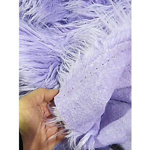 Ecoshag™ Faux Fake Fur Solid Mongolian Long Pile Fabric Sold by The Yard DIY Coats Costumes Scarfs Rugs Accessories Fashion (Curly Lavender)
