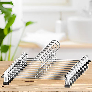 50Pack Skirt Hangers with Clips Pants Hangers for Women Trouser Hangers for Pants Slack Clothes Hangers with Clips