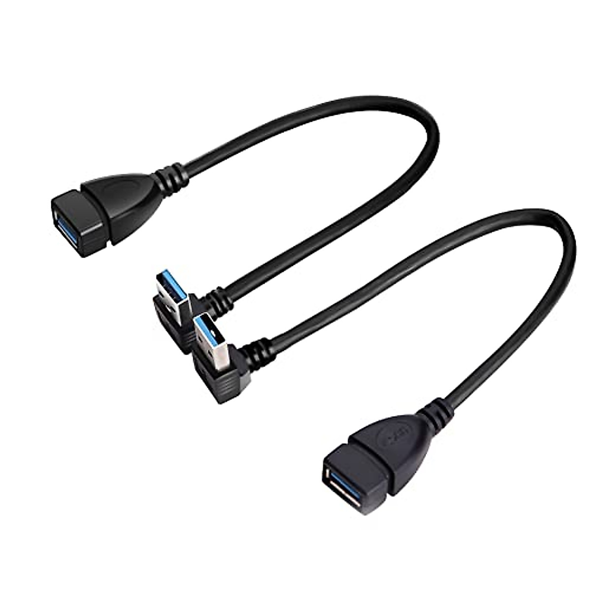 SuperSpeed USB 3.0 Male to Female Extension Data Cable Up and Down Angle 2PCS by Oxsubor(20CM,8IN)