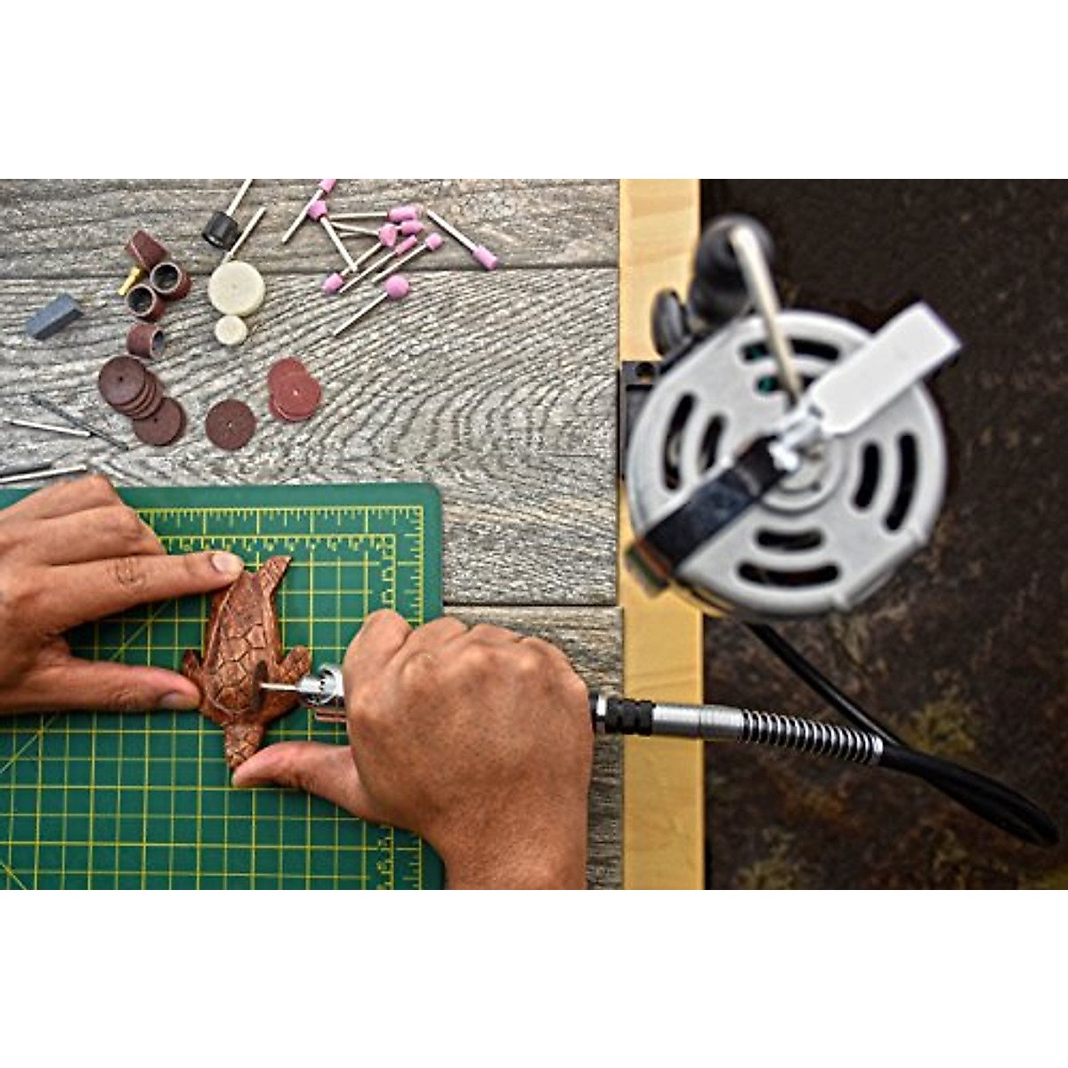 SE Flex Shaft Grinder, Powerful Rotary Tool Kit, Foot Pedal Control, Drilling, Polishing, Carving Multi-function Metalworking Tools, Set of 55 Pcs