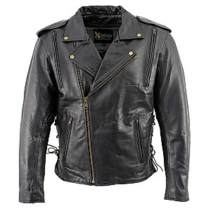 Xelement B7210 Men's 'Cool Rider' Black Vented Leather Motorcycle Jacket - 2X-Large