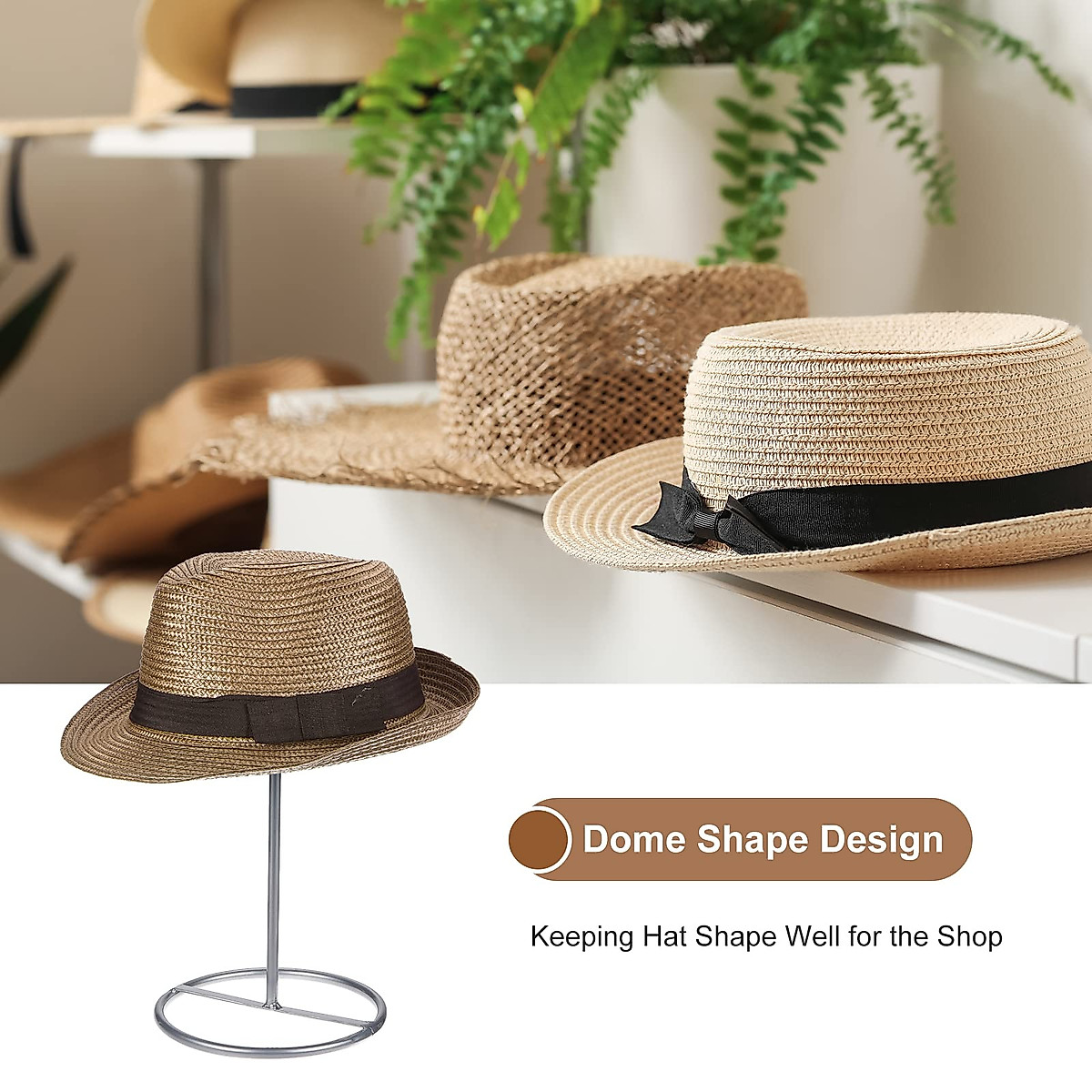 uxcell Metal Hat Display Stand 2 Pack Tabletop Hat and Wig Rack Holder Freestanding for Baseball Cap, Fedora Hat, Cowboy Hat - Silver, 12 Inch