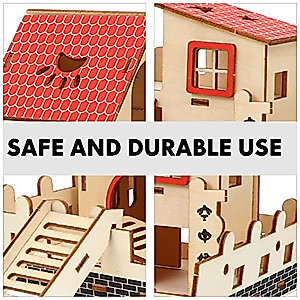 STOBOK 1Pc Wooden Hamster House with Ladders, Hamster Toys Hamster Hideout Hamster Maze Hamster Platform Gerbil Toys Hamster Cage Accessories for Small Animals