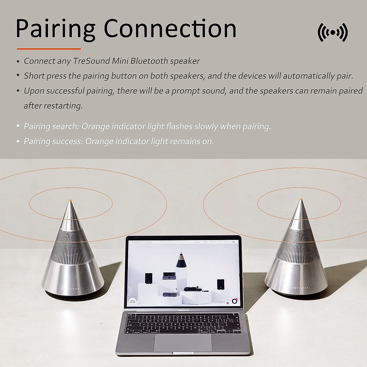 trettitre TreSound-Mini Bluetooth Speaker-Black & TreSound Side Table