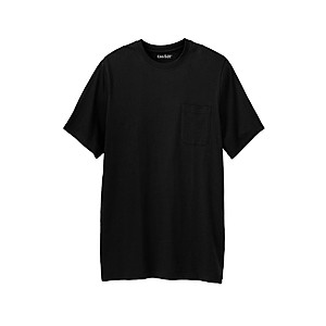 KingSize Men's Big & Tall Shrink-Less Lightweight Longer-Length Crewneck Pocket T-Shirt - 5XL, Black